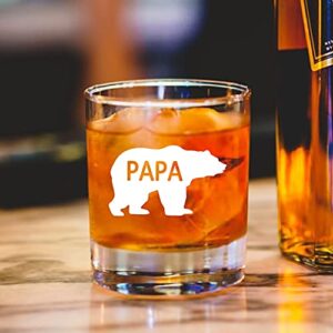 AGMdesign, Funny Papa Bear Whiskey Glasses Gift for Dad, Daughter, Son, Kids, Men's Birthday Gifts for Dad, Father's Day Gift