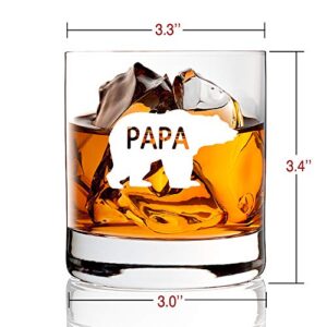 AGMdesign, Funny Papa Bear Whiskey Glasses Gift for Dad, Daughter, Son, Kids, Men's Birthday Gifts for Dad, Father's Day Gift