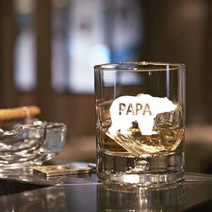 AGMdesign, Funny Papa Bear Whiskey Glasses Gift for Dad, Daughter, Son, Kids, Men's Birthday Gifts for Dad, Father's Day Gift