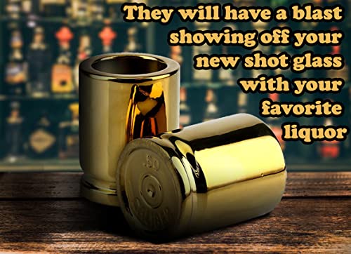 Caliber Gourmet 50 Caliber Shot Glasses - Set of 2, Gold