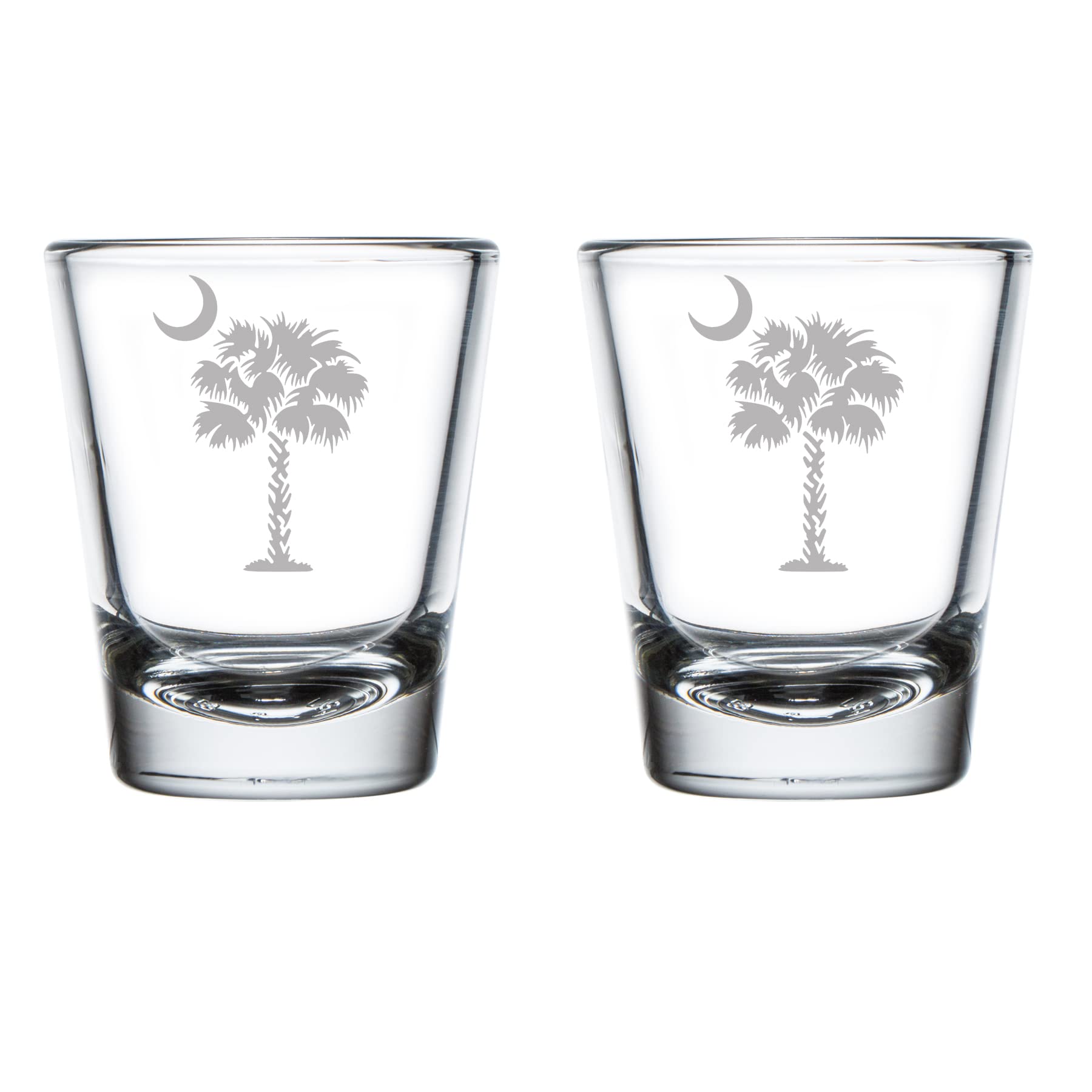 Set of 2 Shot Glasses 1.75oz Shot Glass Palmetto Tree South Carolina Palm Moon