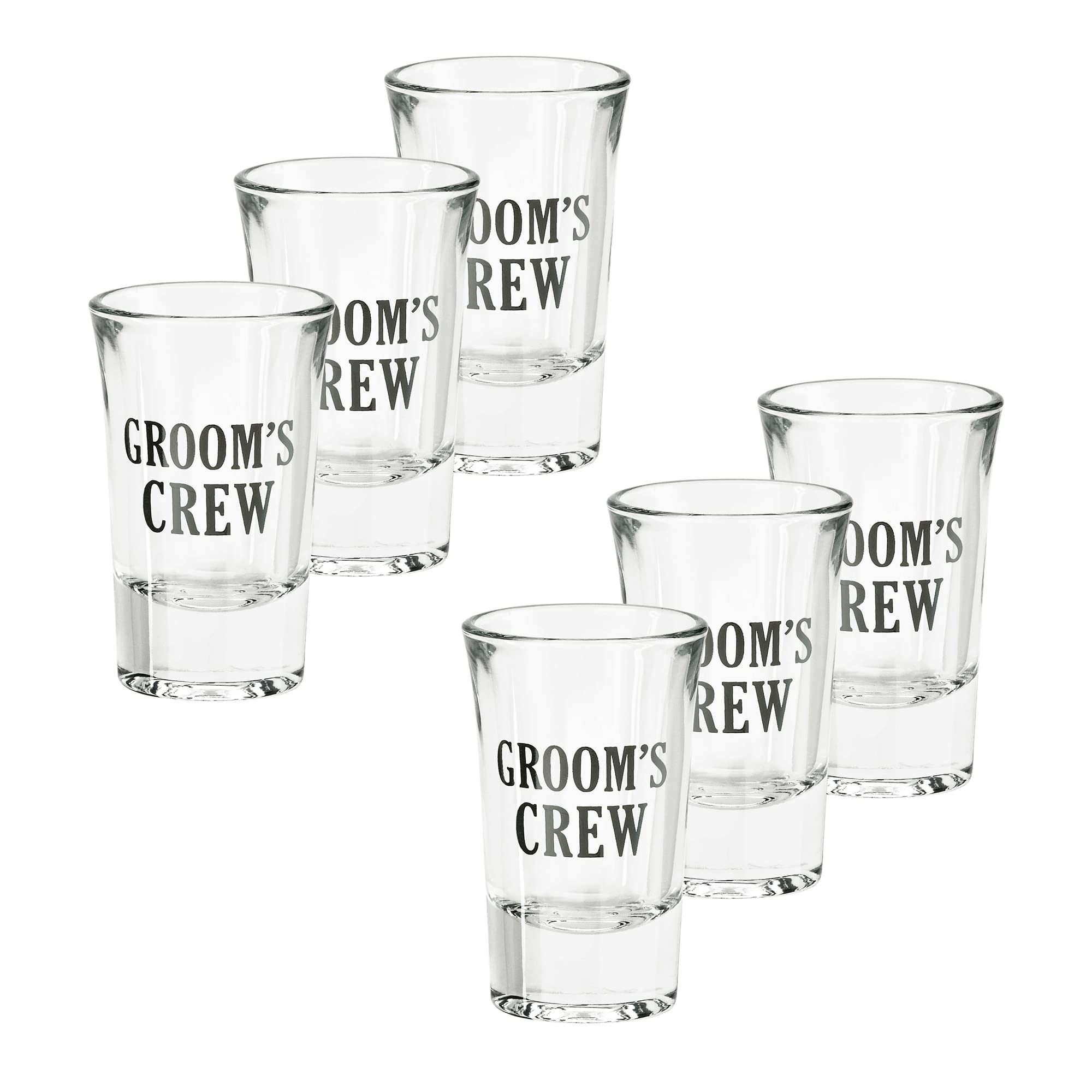 Lillian Rose Set of 6 Groom's Crew Wedding Party Shot Glasses, 1.5oz, Black