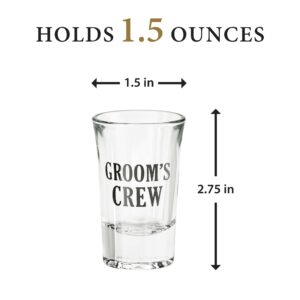 Lillian Rose Set of 6 Groom's Crew Wedding Party Shot Glasses, 1.5oz, Black