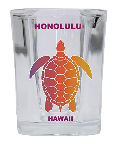 Honolulu Hawaii Souvenir Rainbow Turtle Design Square Shot Glass