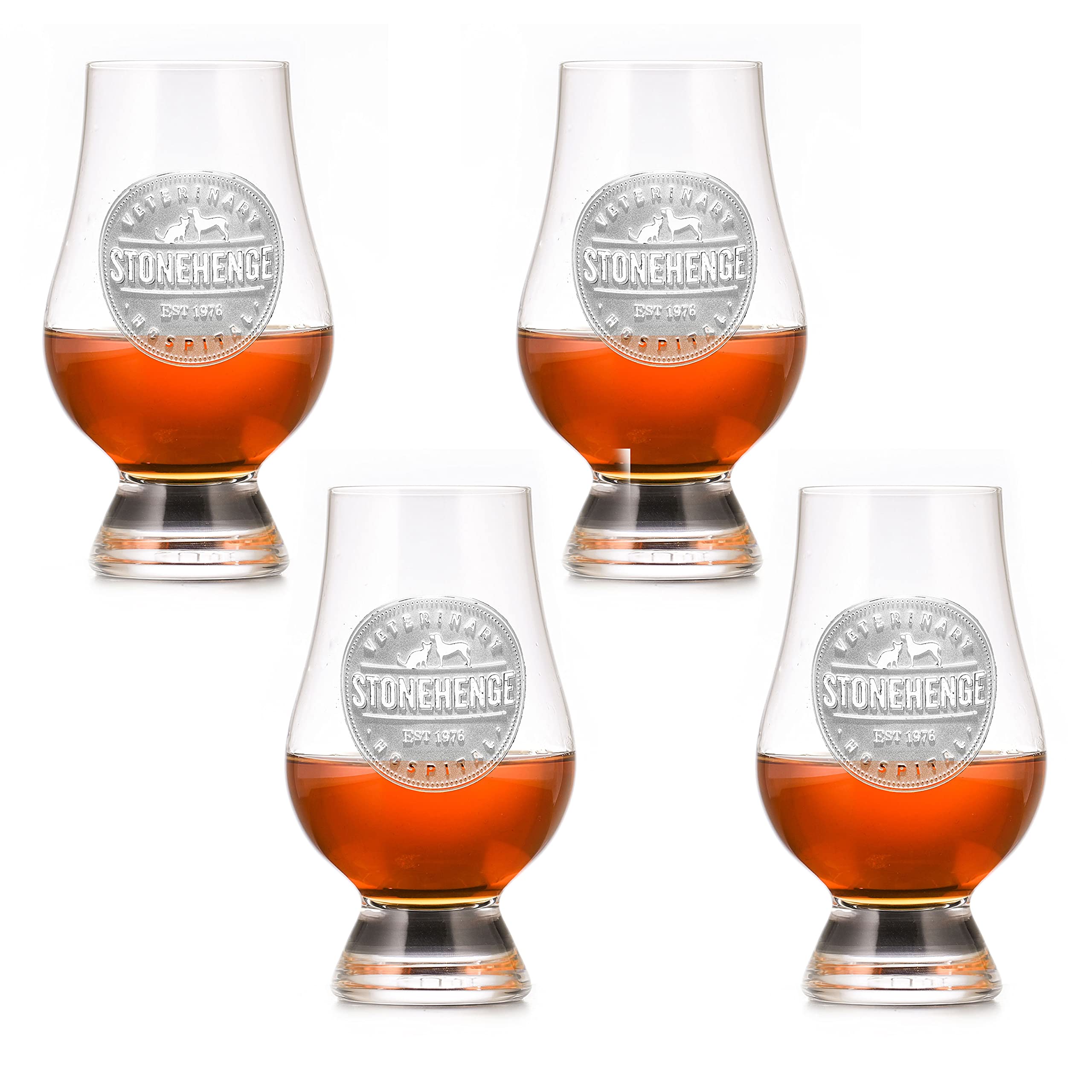 Your Logo Carved On 4 Glencairn Whiskey Glasses (Set Of 4)