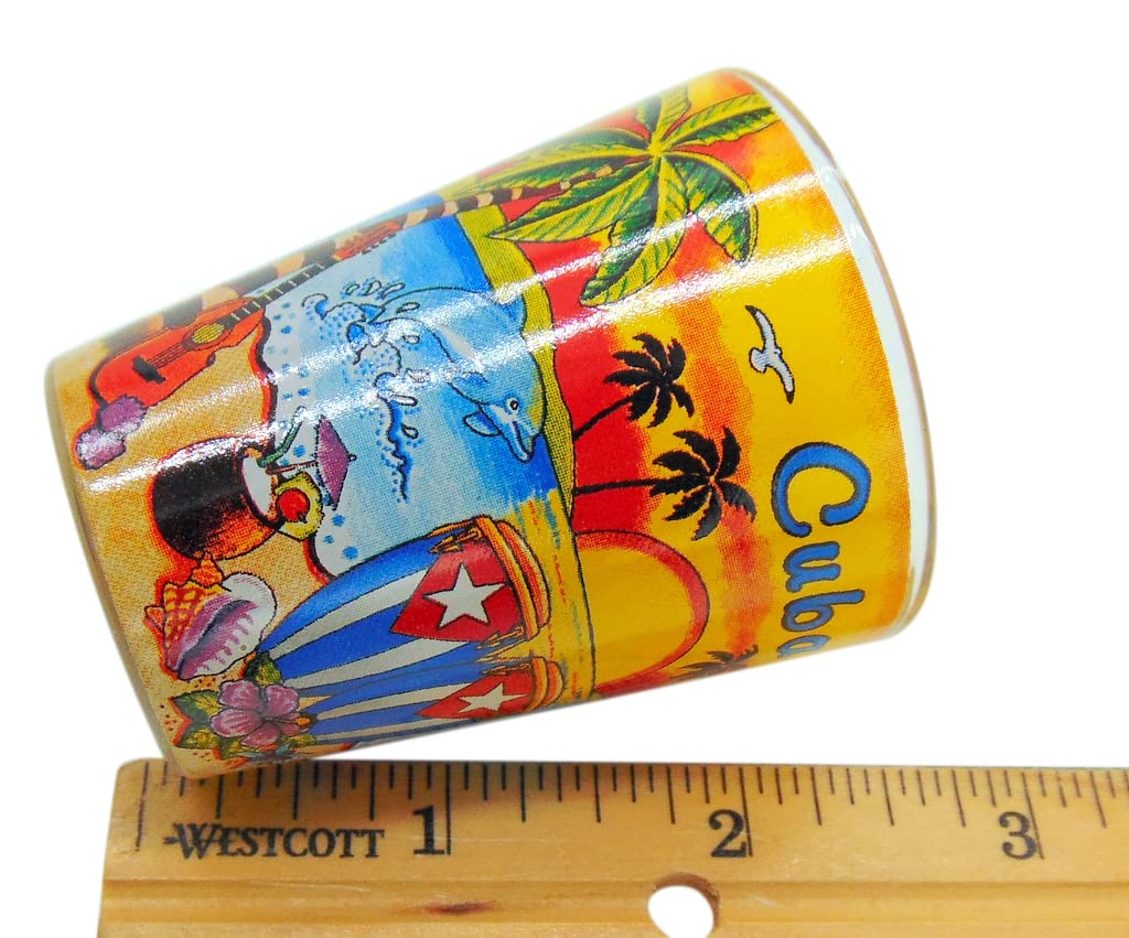 Westmon Works Cuba Shot Glass Cuban Souvenir Pack Two of the Same Glasses Featuring Scenes from the Tropical Island Nation