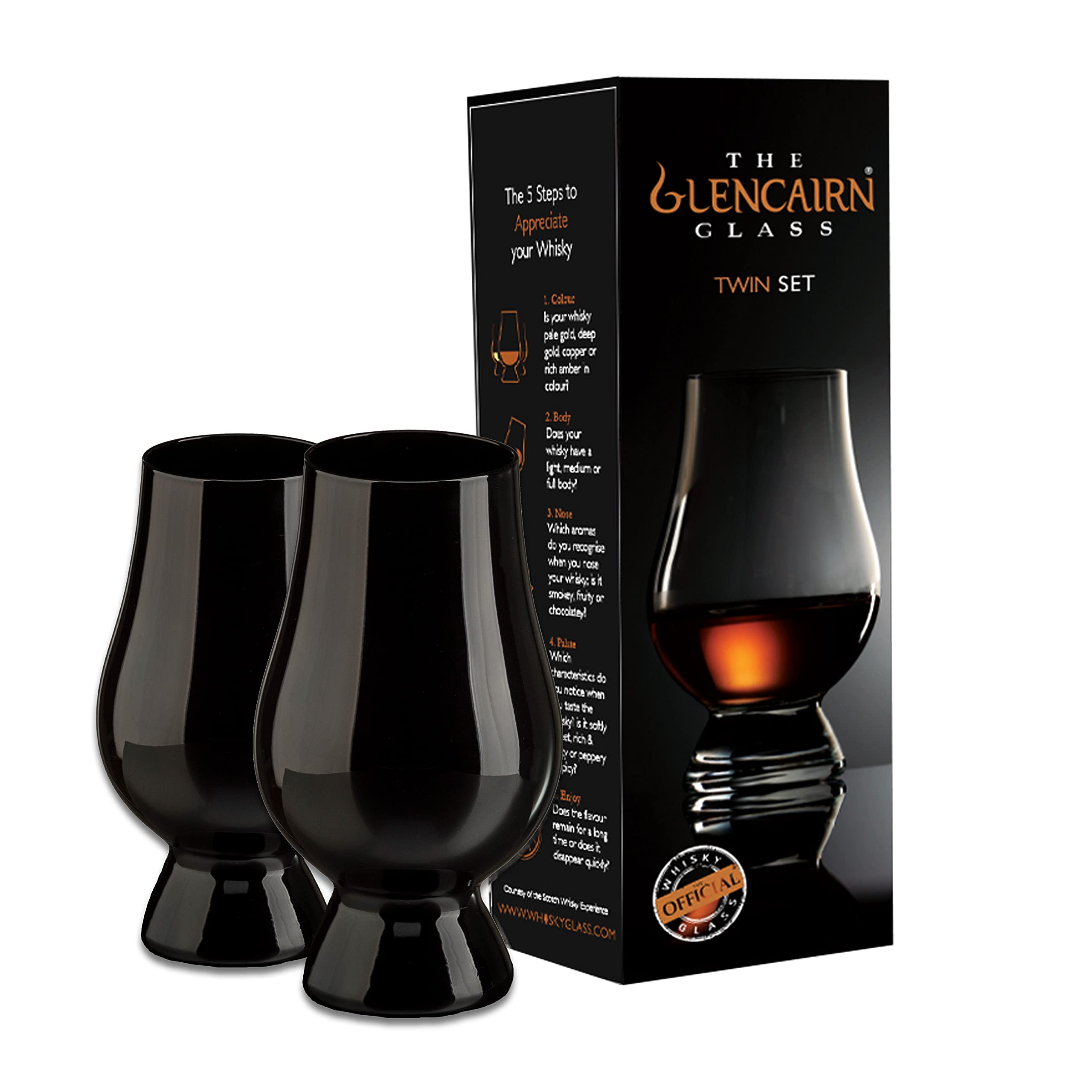 GLENCAIRN BLACK WHISKY GLASS, SET OF 2 IN TWIN GIFT CARTON