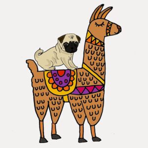 CafePress Pug Dog Riding Llama Unique and Funny Shot Glass