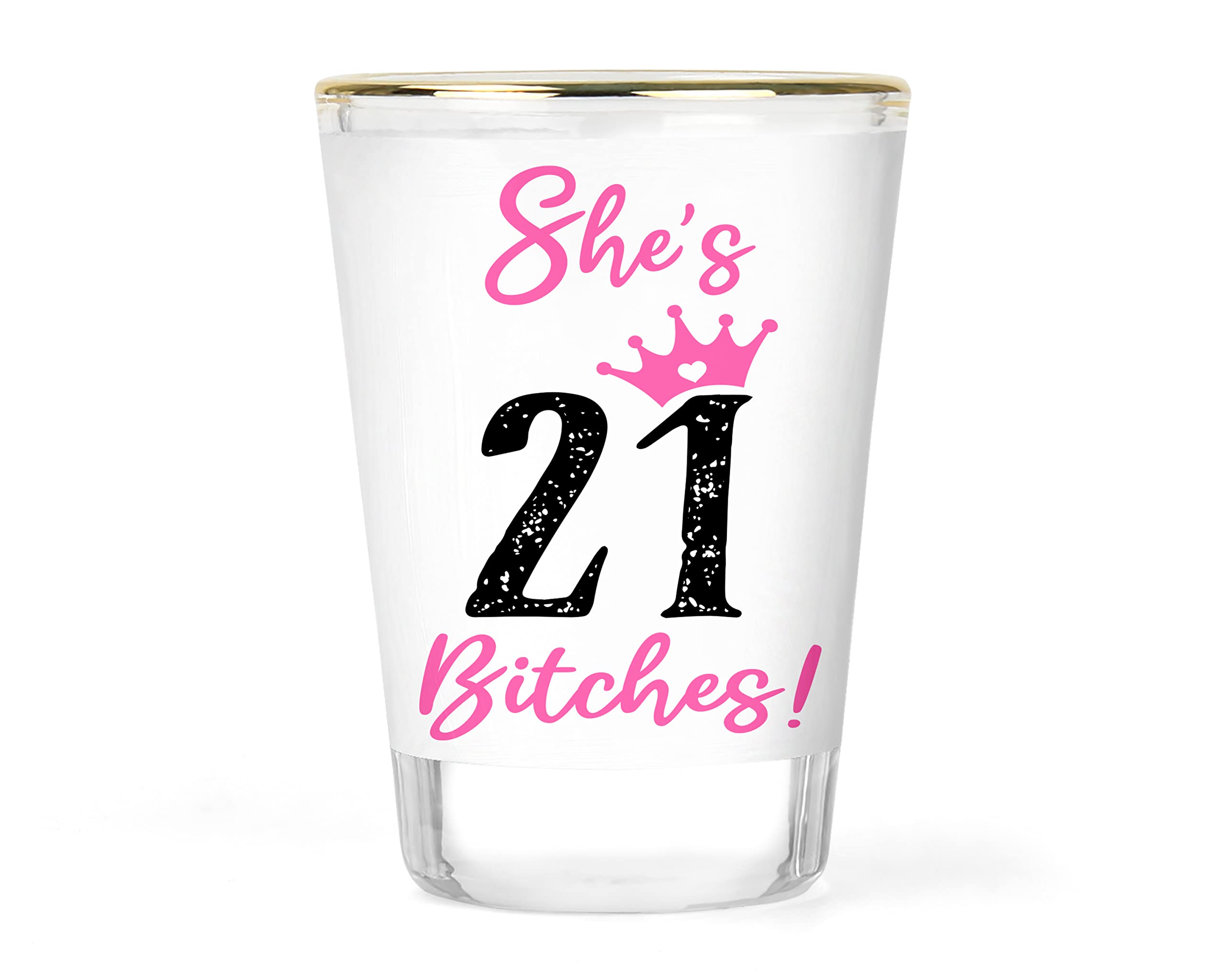 Birthday Shot Glass | She's 21 Bitches | Bday Party Shot Glasses | Birthday Celebration Shot Glass | Custom Birthday Gift | Bday Glass | Personalized Happy Birthday