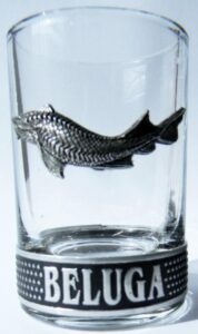 beluga vodka wodka shot glasses set of 2 exclusive bar glasses, new and original