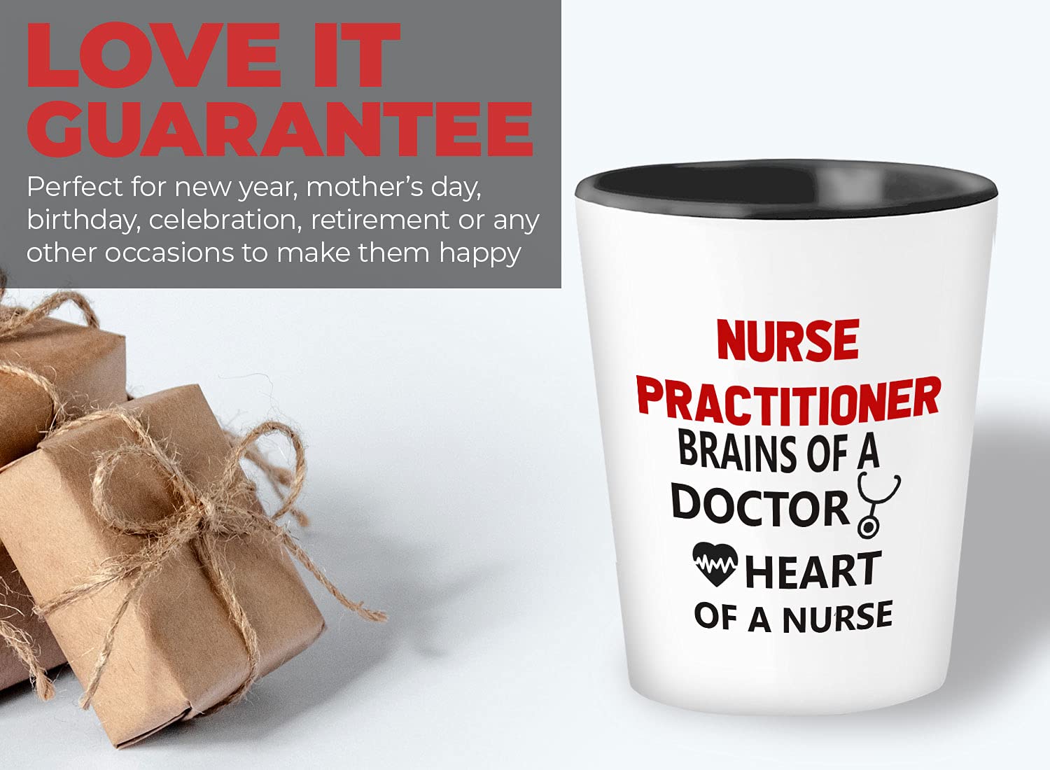 Nurse Shot Glass 1.5Oz - Idea for Nurses week Nursing Student Nurse Appreciation Week Future Doctor NICU - Nurse Practitioner Brains of a Doctor Heart