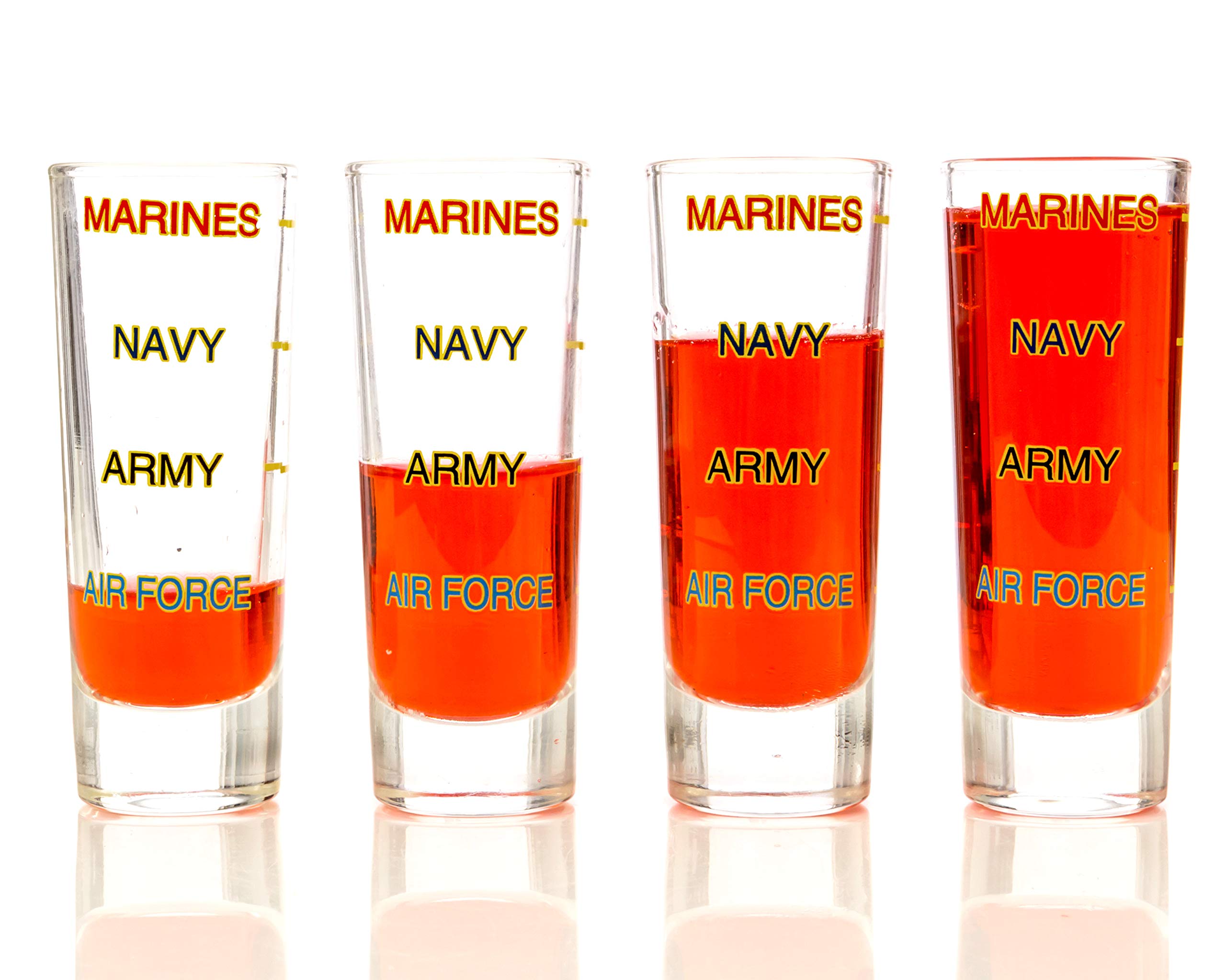 Military Shot Glass Levels, 4 Pack, Military, Veteran, Gift Set, Marine