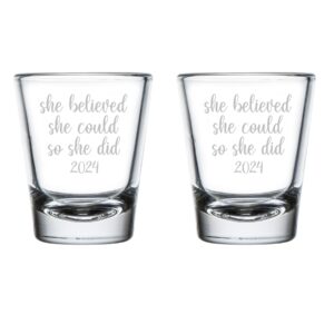 mip set of 2 shot glasses 1.75oz shot glass she believed she could so she did 2024 grad graduate graduation promotion milestone gift