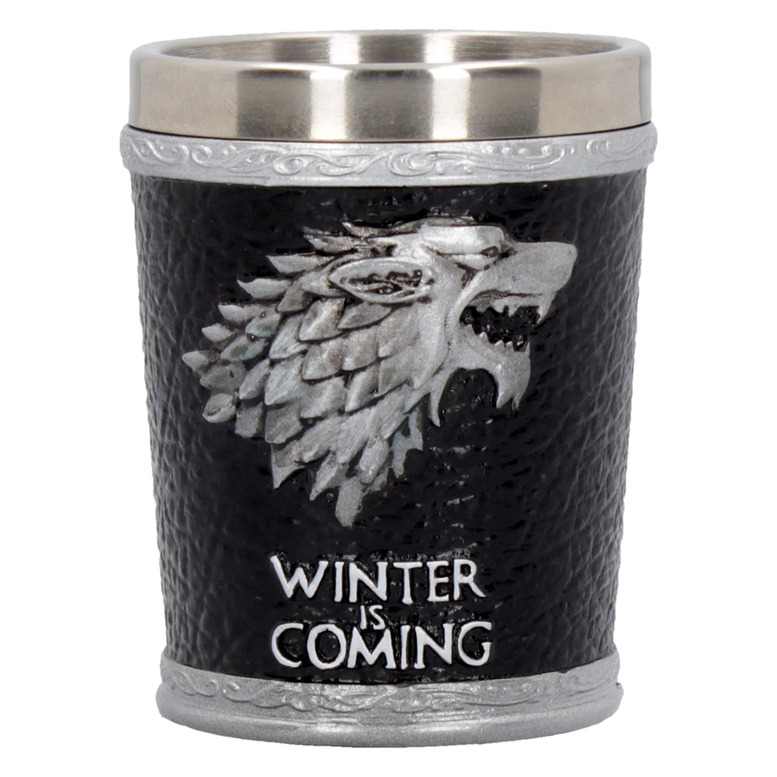 Nemesis Now B4452N9 Winter is Coming Game of Thrones Shot Glass 7cm Black, Resin w/Stainless Steel insert