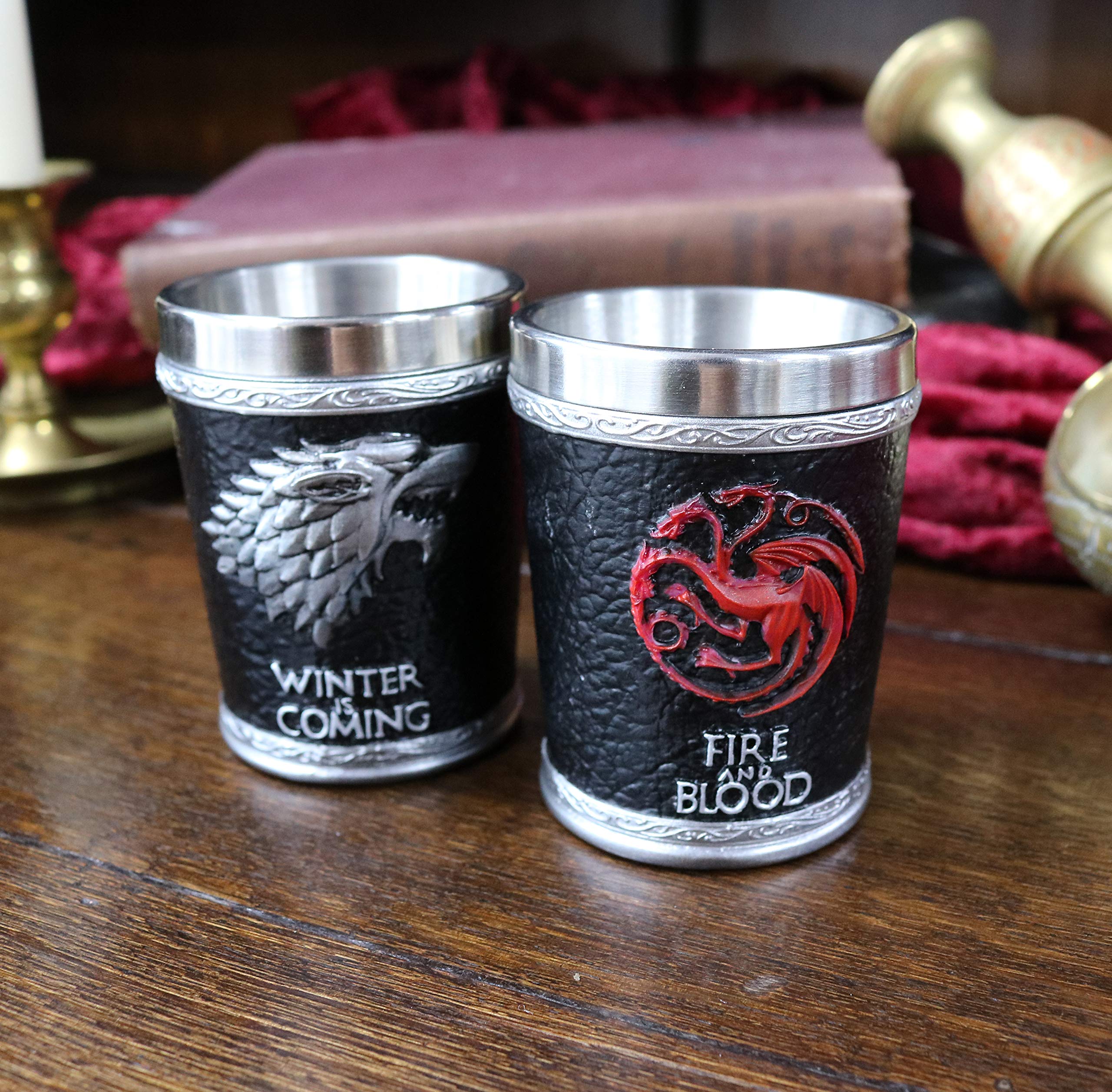 Nemesis Now B4452N9 Winter is Coming Game of Thrones Shot Glass 7cm Black, Resin w/Stainless Steel insert