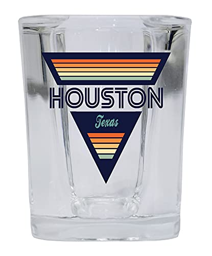 R and R Imports Houston Texas 2 Ounce Square Base Liquor Shot Glass Retro Design