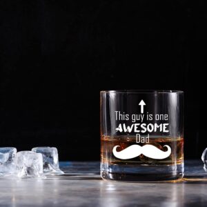 Perfectinsoy This Guy Is One Awesome Dad Whiskey Glass with Gift Box, Funny Birthday Gifts for Papas, Grandad, Grandfather and Stepfathers, Best Father Ever Gifts, Dad’s Birthday Gifts