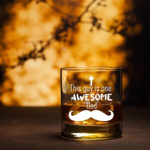 Perfectinsoy This Guy Is One Awesome Dad Whiskey Glass with Gift Box, Funny Birthday Gifts for Papas, Grandad, Grandfather and Stepfathers, Best Father Ever Gifts, Dad’s Birthday Gifts