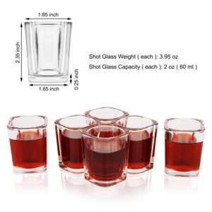 D&Z 6 Square Shot Glasses of Party, Bar, 2 oz Shooter Glass for Tequila and Vodka, Whiskey, Spirits, Liquors Shots ( 6 PCS )