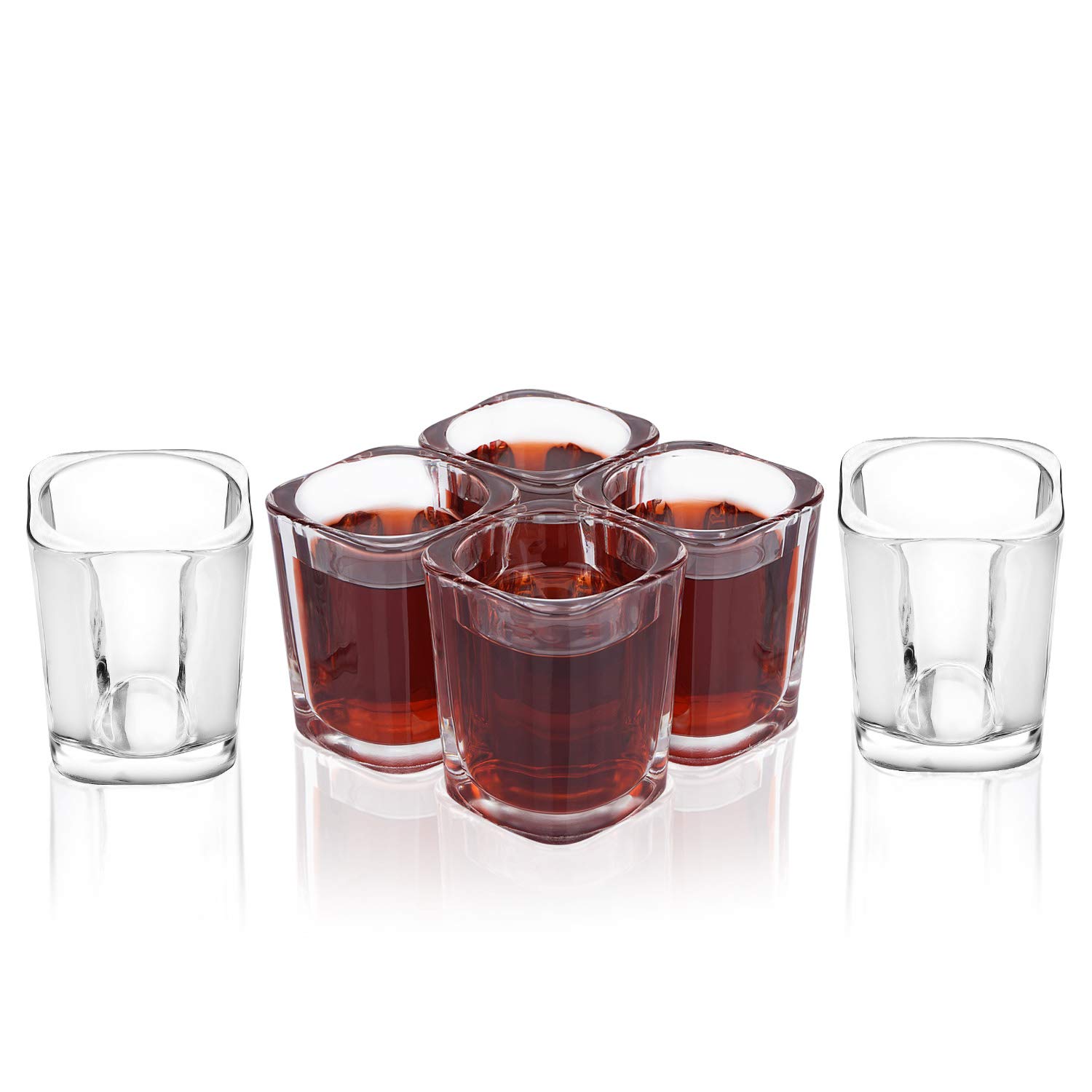 D&Z 6 Square Shot Glasses of Party, Bar, 2 oz Shooter Glass for Tequila and Vodka, Whiskey, Spirits, Liquors Shots ( 6 PCS )