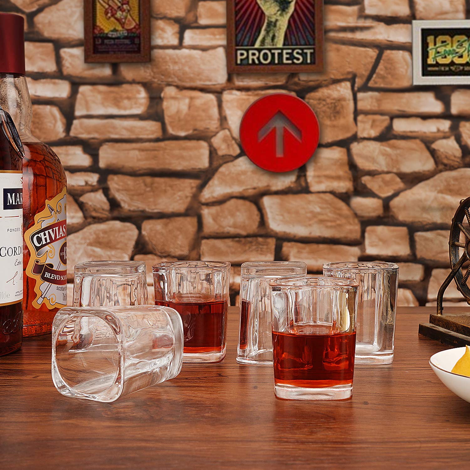 D&Z 6 Square Shot Glasses of Party, Bar, 2 oz Shooter Glass for Tequila and Vodka, Whiskey, Spirits, Liquors Shots ( 6 PCS )