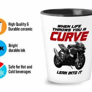 Bubble Hugs Rider Shot Glass 1.5oz - When ife Throws You A Curve - Bicycle Mountain Bike Activities Rider Outdoor Pedal Dirt Race Uphill Travelers