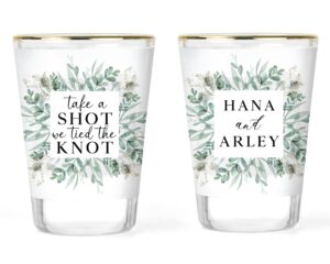 wedding shot glasses - tied the knot shot glass - wedding shot glass - custom wedding glasses - personalized shot glasses - shot glass set (2 pc.)