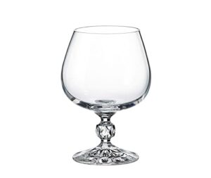 czech bohemian crystal glass set of 6 snifter glasses 8oz250ml.vintage design sterna elegant stem goblets cognac brandy calvados whiskey gift birthday wedding housewarming anniversaries, clear