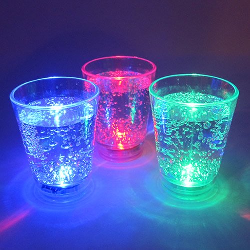 LED Light Up Shot Glasses (Set of 12) - Push Button Light Up LED Shot Glasses with Glowing LED Lights (Assorted Colors)