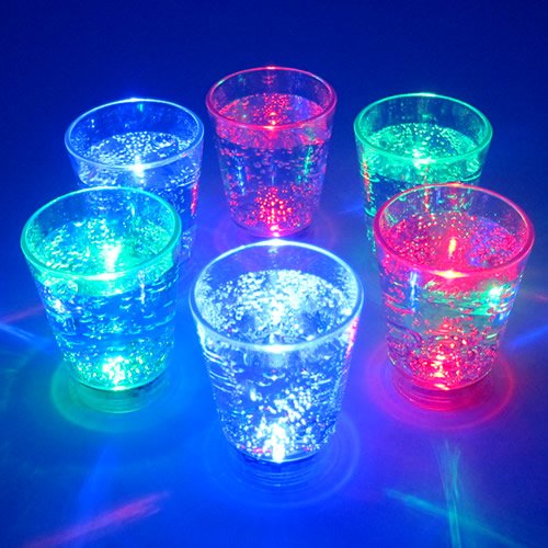 LED Light Up Shot Glasses (Set of 12) - Push Button Light Up LED Shot Glasses with Glowing LED Lights (Assorted Colors)