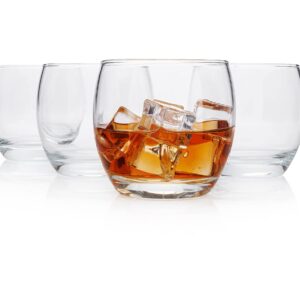 HISTORY COMPANY Original 1950s-Era “Roly Poly” Suburban Home Bar Whiskey Glass, 4.-Piece Set (Gift Box Collection)