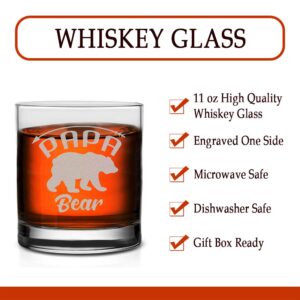 Veracco Papa Bear Whiskey Glass Funny New Dad Birthday Gifts Dad Whiskey Glass Daddys Sippy Cup Dad Drinking Glass (Clear, Glass)