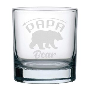 Veracco Papa Bear Whiskey Glass Funny New Dad Birthday Gifts Dad Whiskey Glass Daddys Sippy Cup Dad Drinking Glass (Clear, Glass)