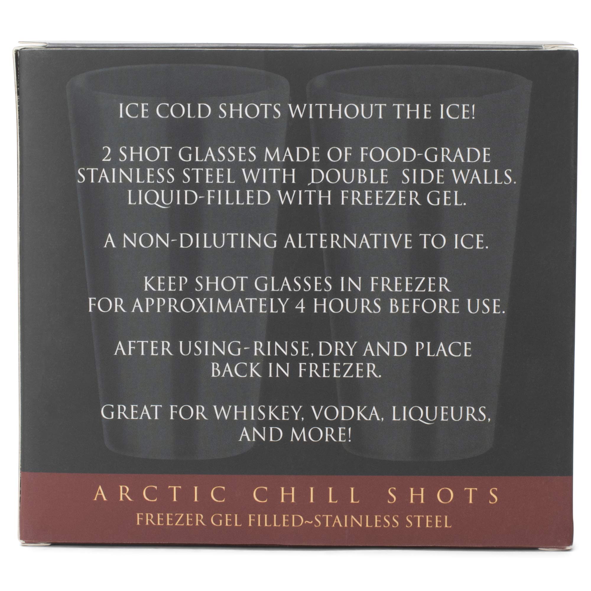 Cork Pops Arctic Chill Silver Freezer Gel Shot Glass Set of 2