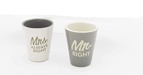 Rockin Mr Right and Mrs Always Right Shot Glass Set of 2 Beautifully Gift Boxed a Great Fun Marriage Wedding Anniversary Engagement Couples Gift Set