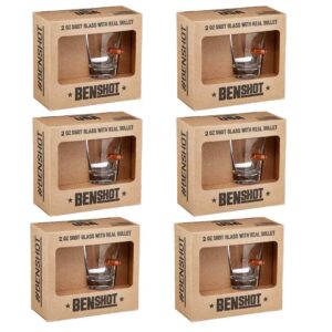 BenShot Shot Glass with Real .308 Bullet - 2oz | Made in the USA [Set of 6]