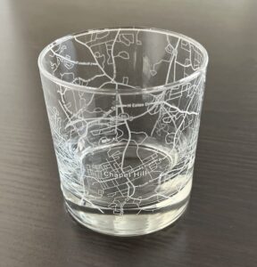 rocks whiskey old fashioned 11oz glass urban city map chapel hill north carolina