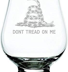 Don't Tread On Me Quote Etched Crystal Whisky Glass Compatible with The Glencairn Glass Accessories