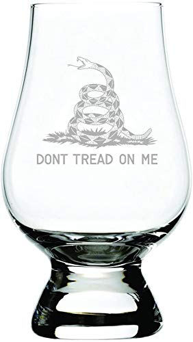 Don't Tread On Me Quote Etched Crystal Whisky Glass Compatible with The Glencairn Glass Accessories