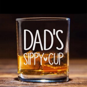 HTDesigns Dad's Sippy Cup Old Fashion Rocks Glass Funny New Dad Gifts Birthday Fathers Day Gift