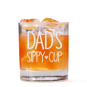 HTDesigns Dad's Sippy Cup Old Fashion Rocks Glass Funny New Dad Gifts Birthday Fathers Day Gift