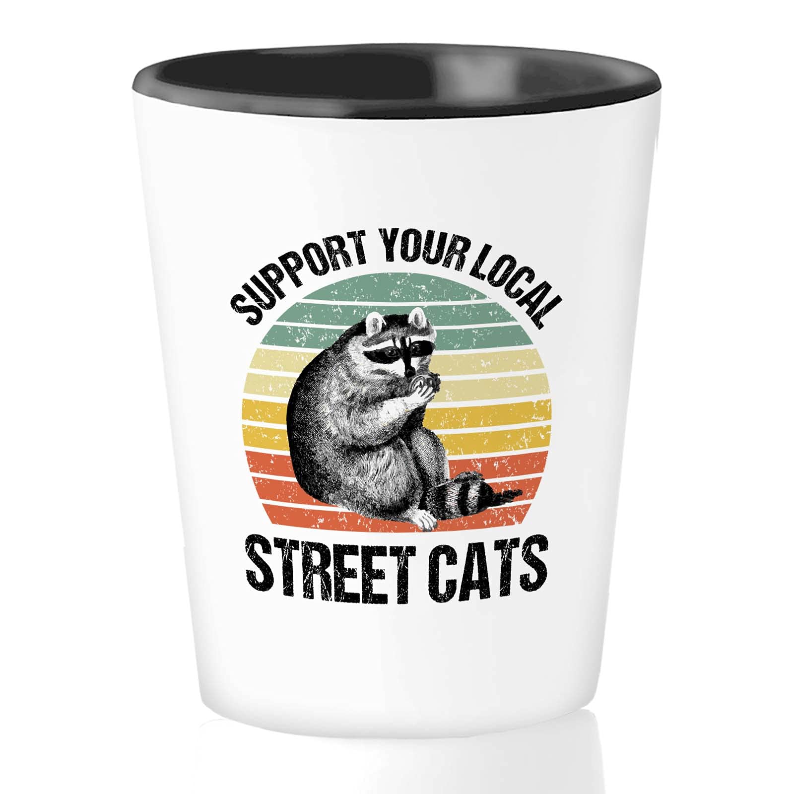 Bubble Hugs Pet Owner Shot Glass 1.5 oz - Support Your Local Street Cats - Sarcasm Trash Panda Racoon Cat Lover Funny Animal Scotish Kitty British