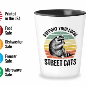 Bubble Hugs Pet Owner Shot Glass 1.5 oz - Support Your Local Street Cats - Sarcasm Trash Panda Racoon Cat Lover Funny Animal Scotish Kitty British