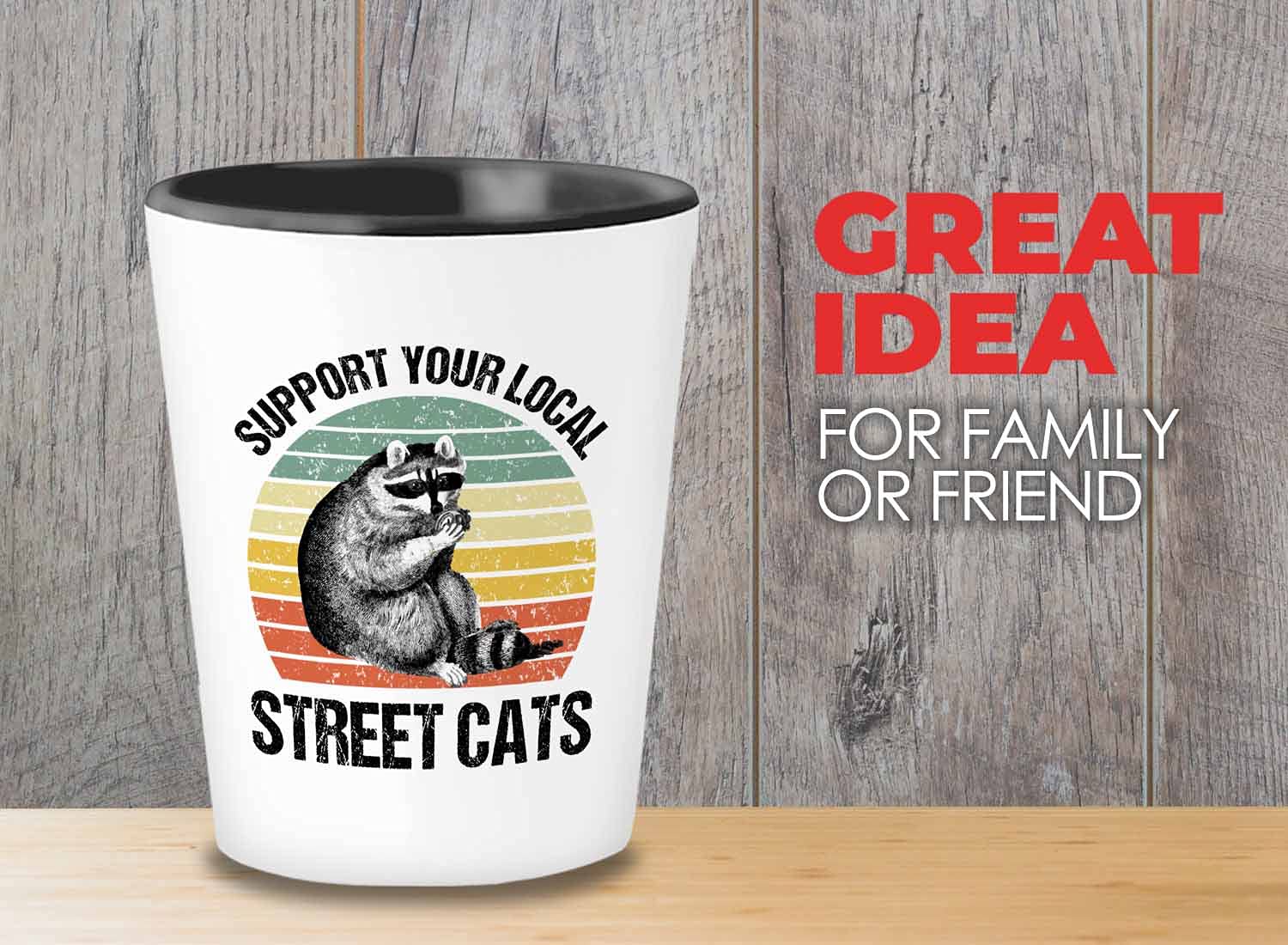 Bubble Hugs Pet Owner Shot Glass 1.5 oz - Support Your Local Street Cats - Sarcasm Trash Panda Racoon Cat Lover Funny Animal Scotish Kitty British