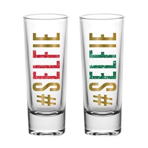 slant collections creative brands set of 2 shot glasses, 2-ounce, selfie