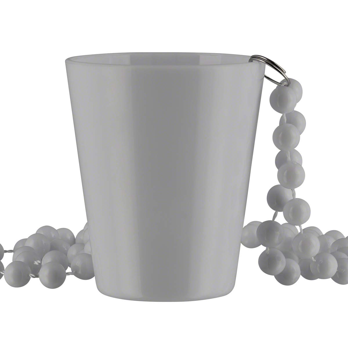 FlashingBlinkyLights White Shot Glass Bead Necklace, NON LIGHT UP (12 pack)