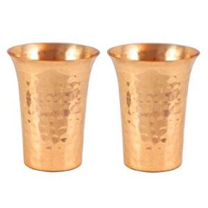 Alchemade Set of Two 2 Ounce 100% Pure Hammered Copper Shot Glasses - Jigger For Tequila, Rum, Gin, Vodka, or Whiskey for Bartenders or Your Home Bar