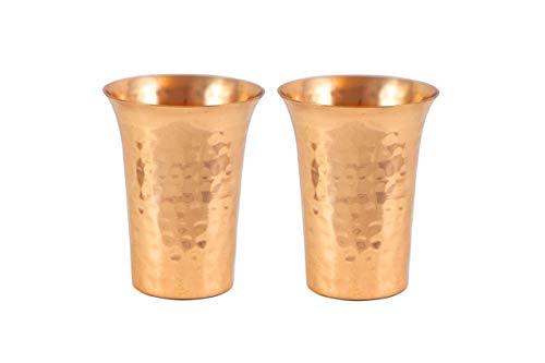 Alchemade Set of Two 2 Ounce 100% Pure Hammered Copper Shot Glasses - Jigger For Tequila, Rum, Gin, Vodka, or Whiskey for Bartenders or Your Home Bar