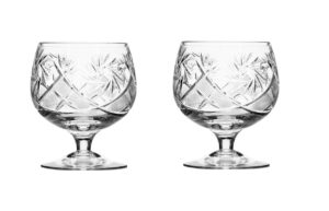 homehut neman set of 2 russian cut crystal brandy snifter glasses 11-oz, old fashioned vintage glassware (brandy snifter)