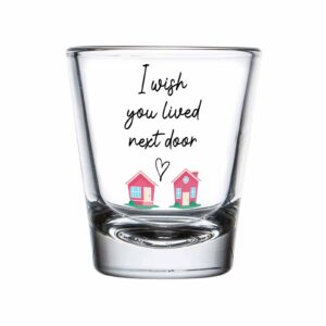 friendship shot glass transparent 1.5 oz, i wish you lived next door long distance relationship funny ceramic present for best friend couple boyfriend girlfriend